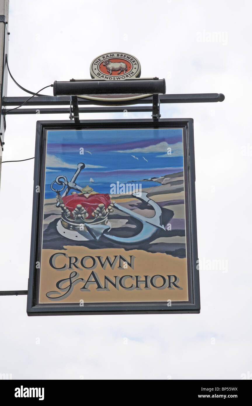 Sign for the 'Crown and Anchor' Public House, Dell Quay. Probably once ...