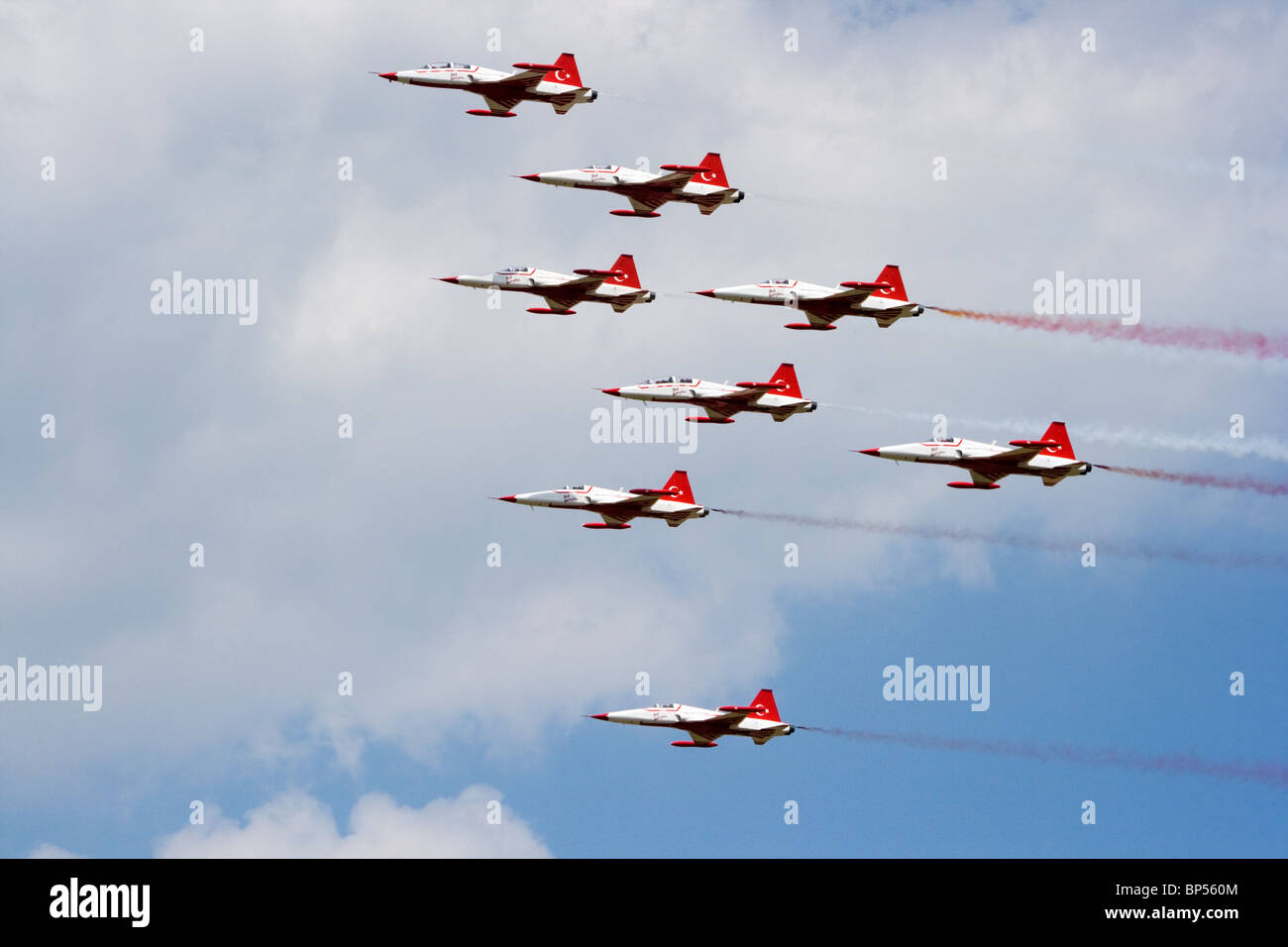 Turkish Stars performing on an airshow Stock Photo - Alamy