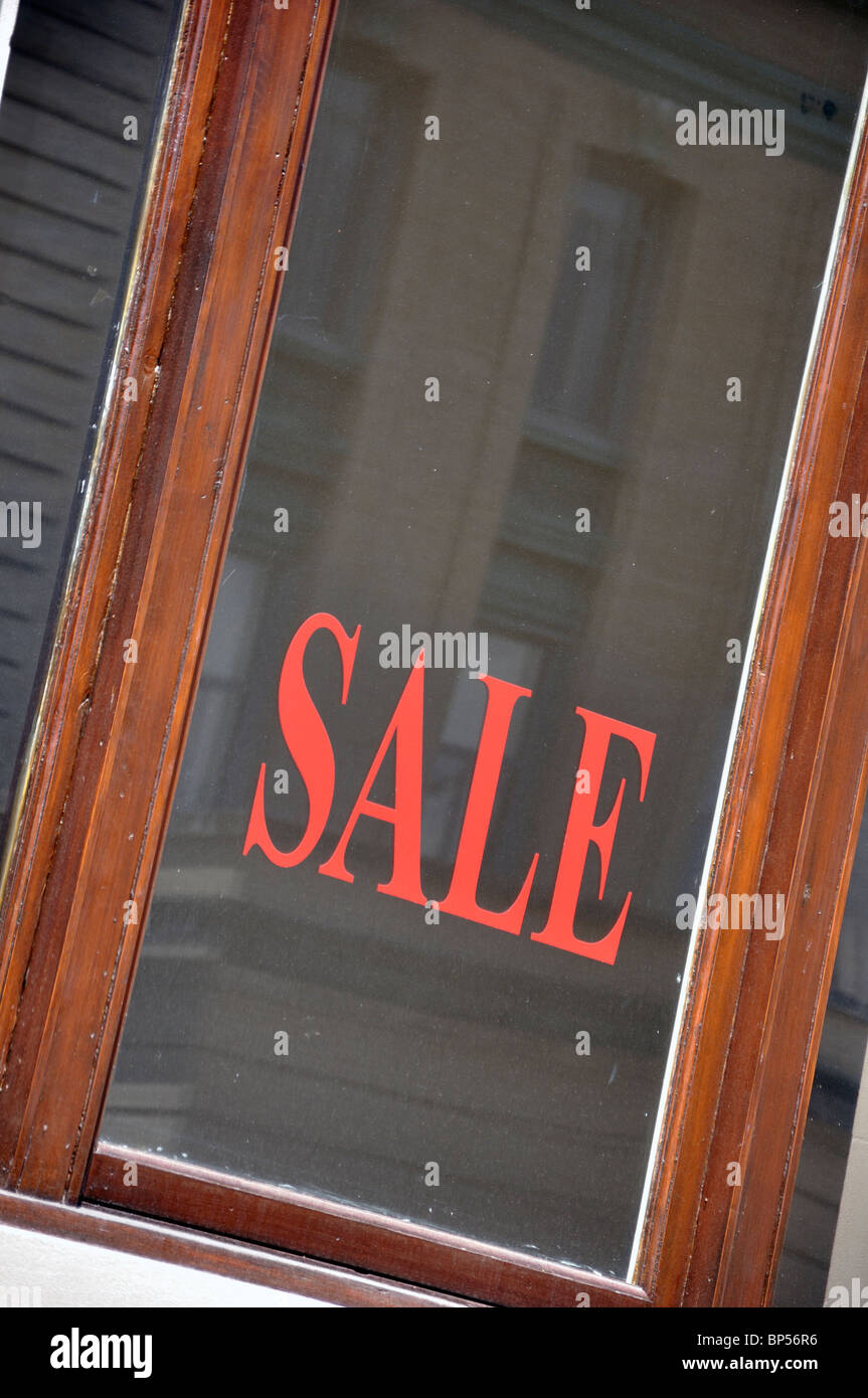 'Sale' sign on store window in Greenwich, Connecticut, USA Stock Photo ...
