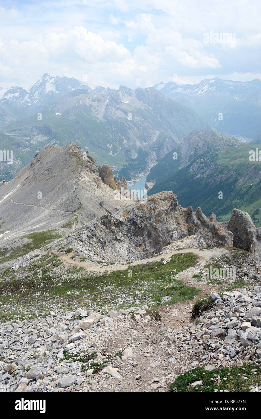 Eye of the needle or Aguille Percee area near Tignes Val d'Isere in the ...