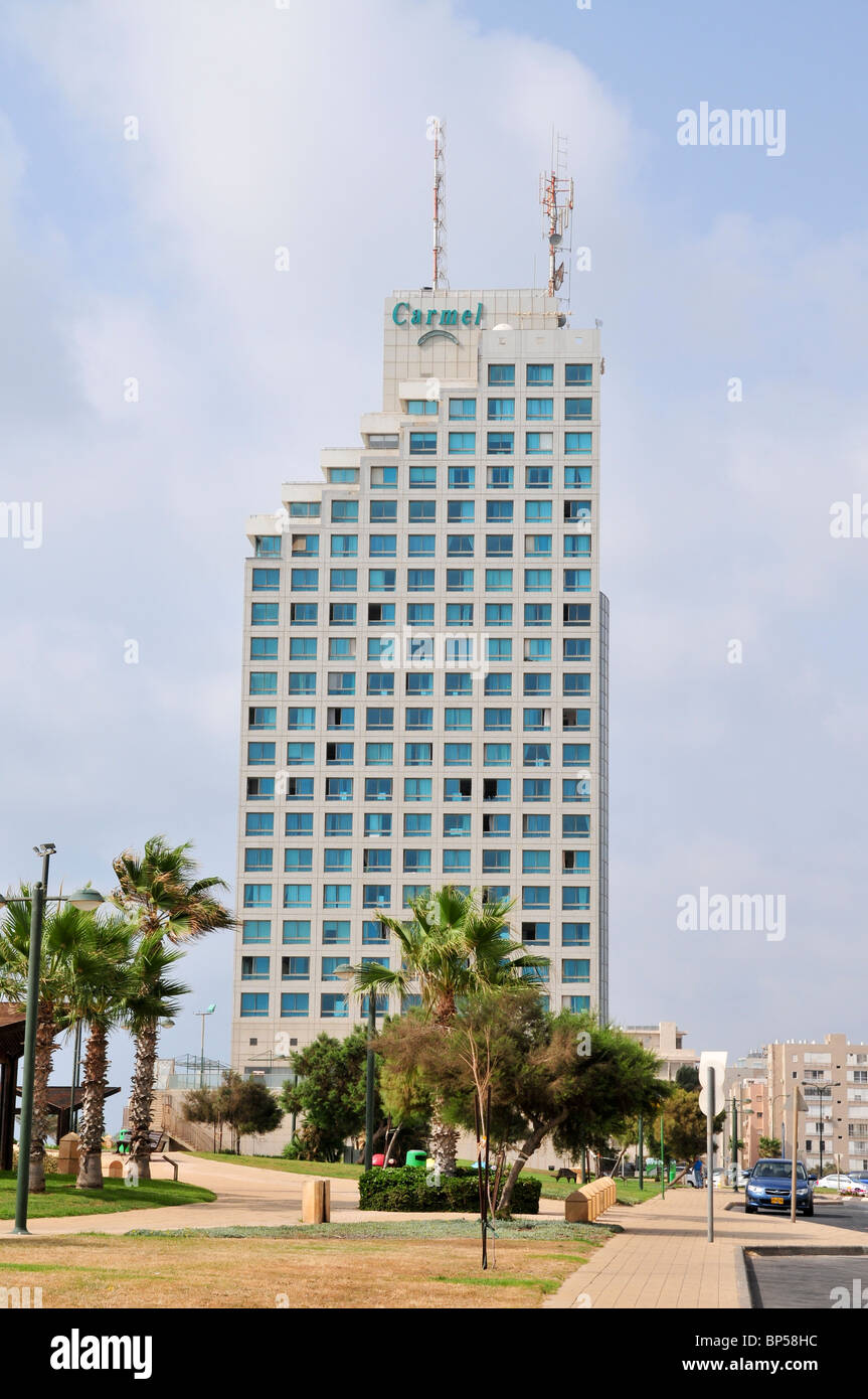 Israel, Sharon region, the promenade of Netanya The Carmel Hotel in the ...