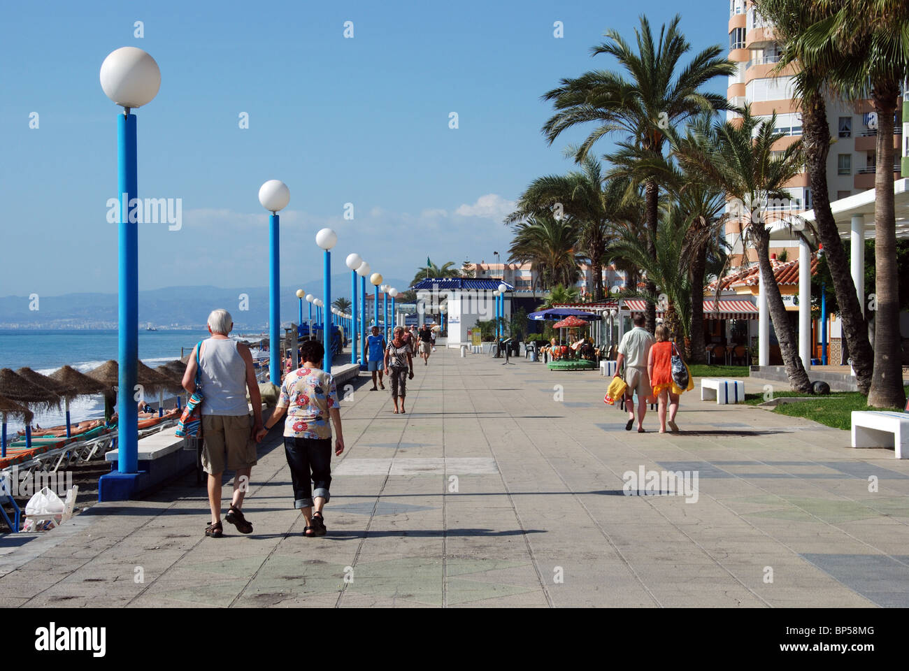View along the promenade, Torrox Costa, Costa del Sol, Malaga Province ...