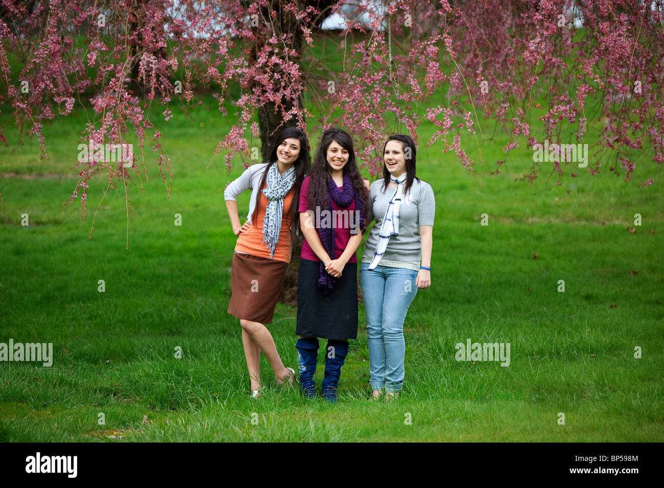 Portland, Oregon, United States Of America; Three Teenage Girls By A ...