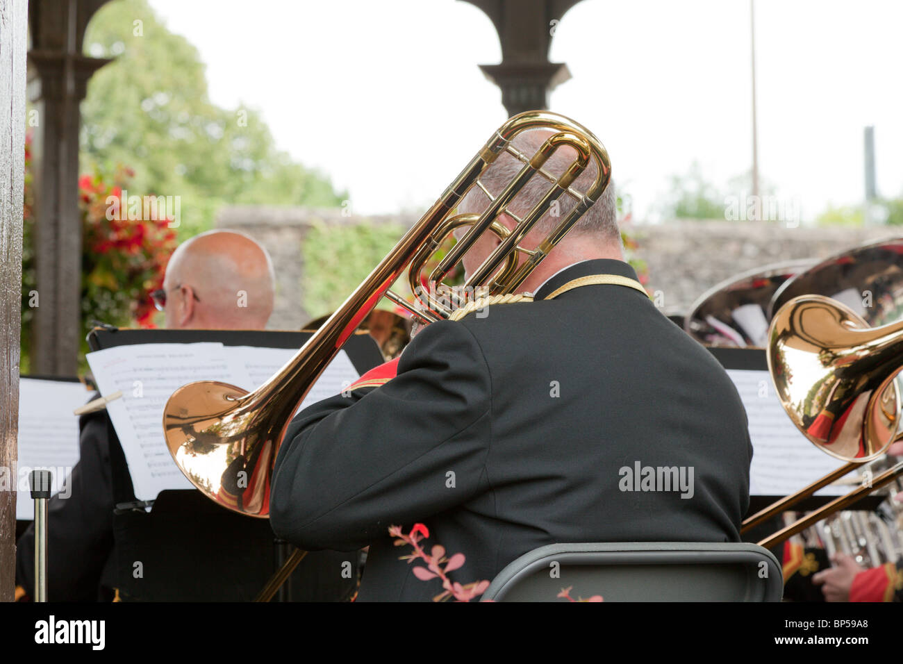 man playing a brass wind instrument Stock Photo - Alamy