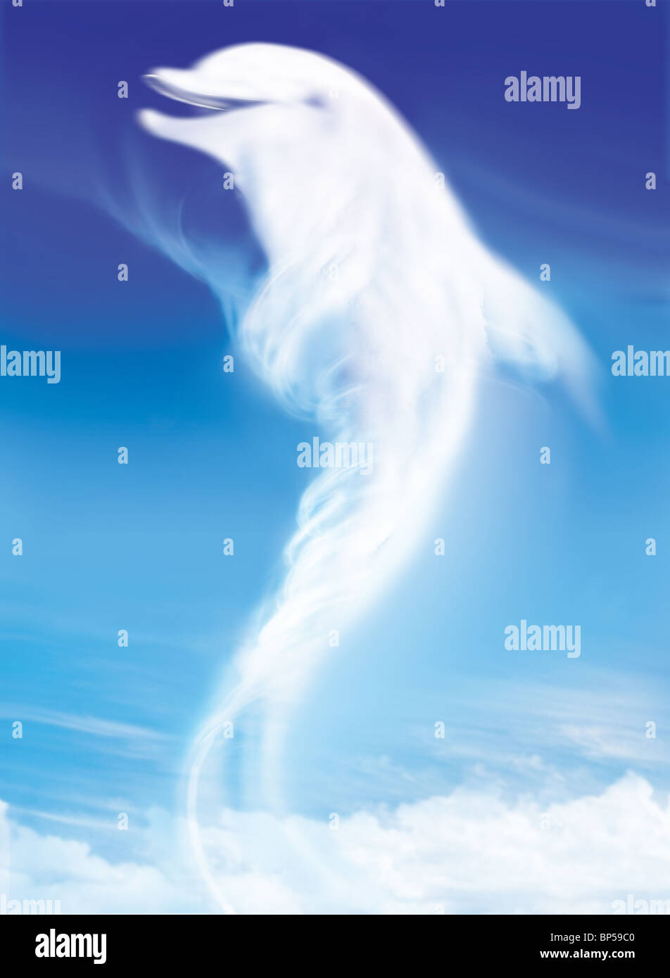 dolphin like white cloud on the blue sky Stock Photo - Alamy