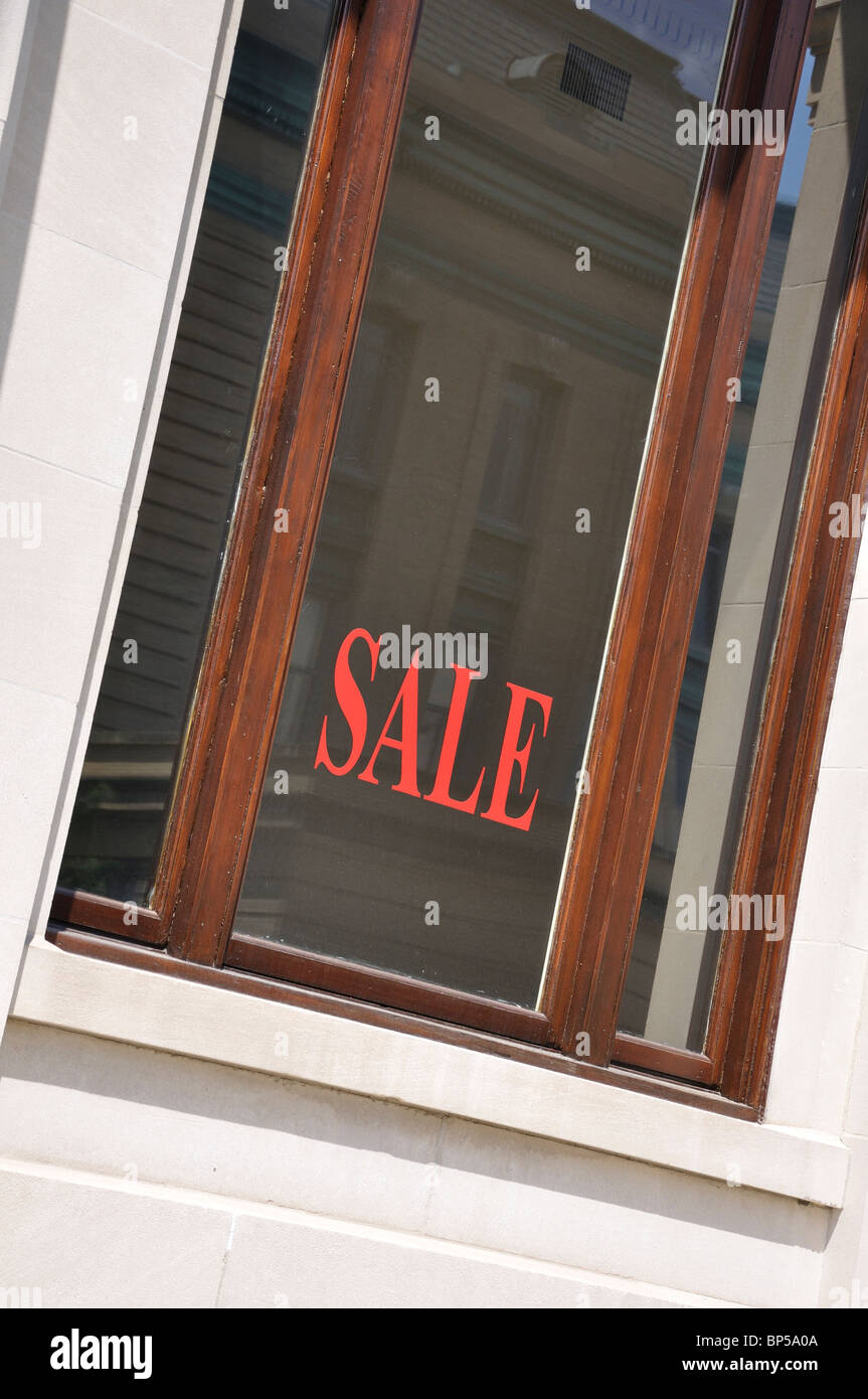 'Sale' sign on store window in Greenwich, Connecticut, USA Stock Photo ...