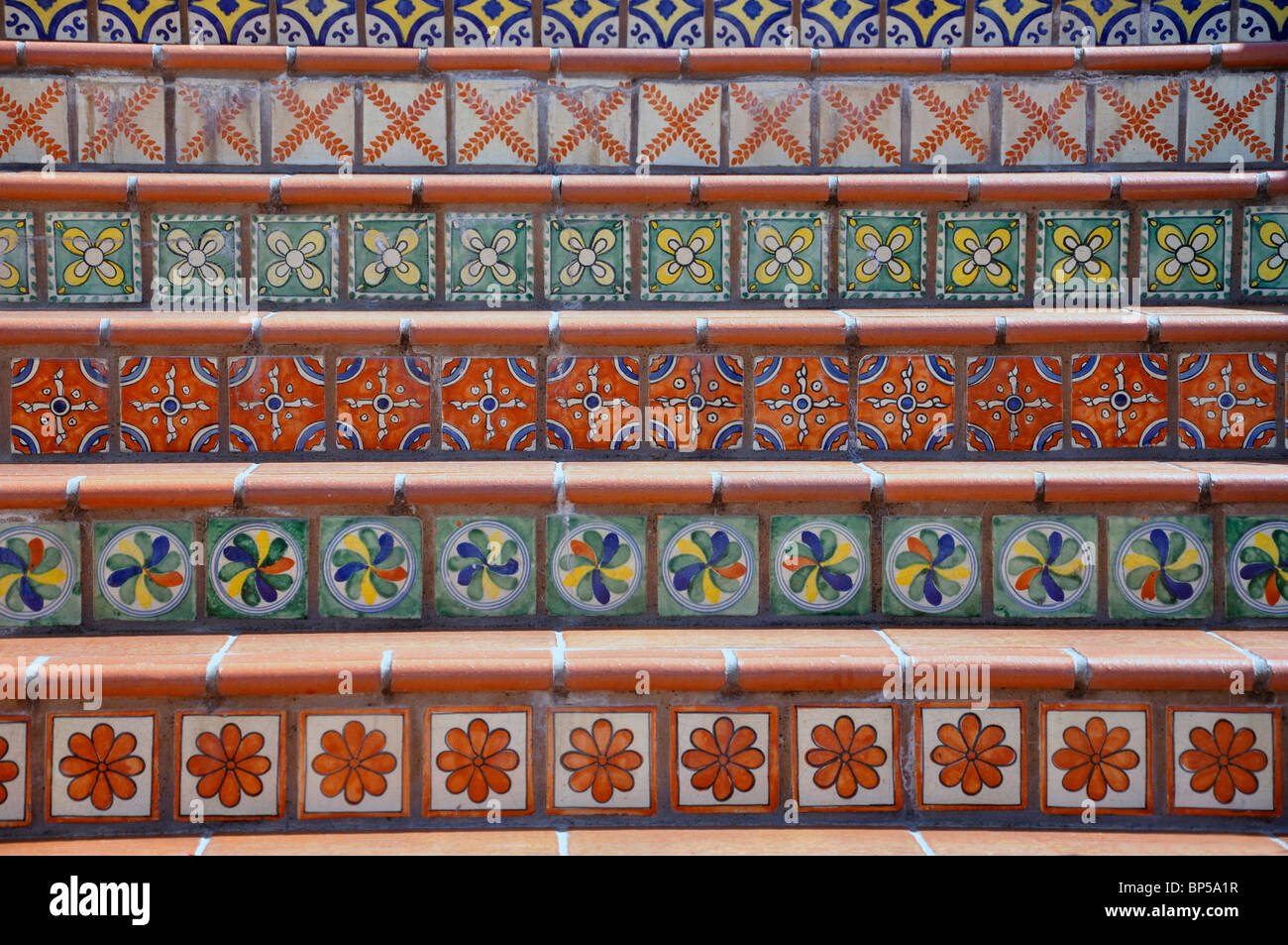 Decorative tile steps in Santa Barbara, California, USA Stock Photo - Alamy