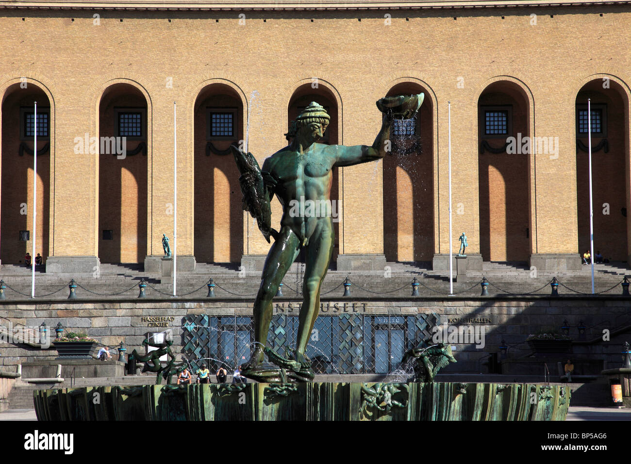 Sweden, Göteborg, Gothenburg, Poseidon statue, Art Museum Stock Photo ...