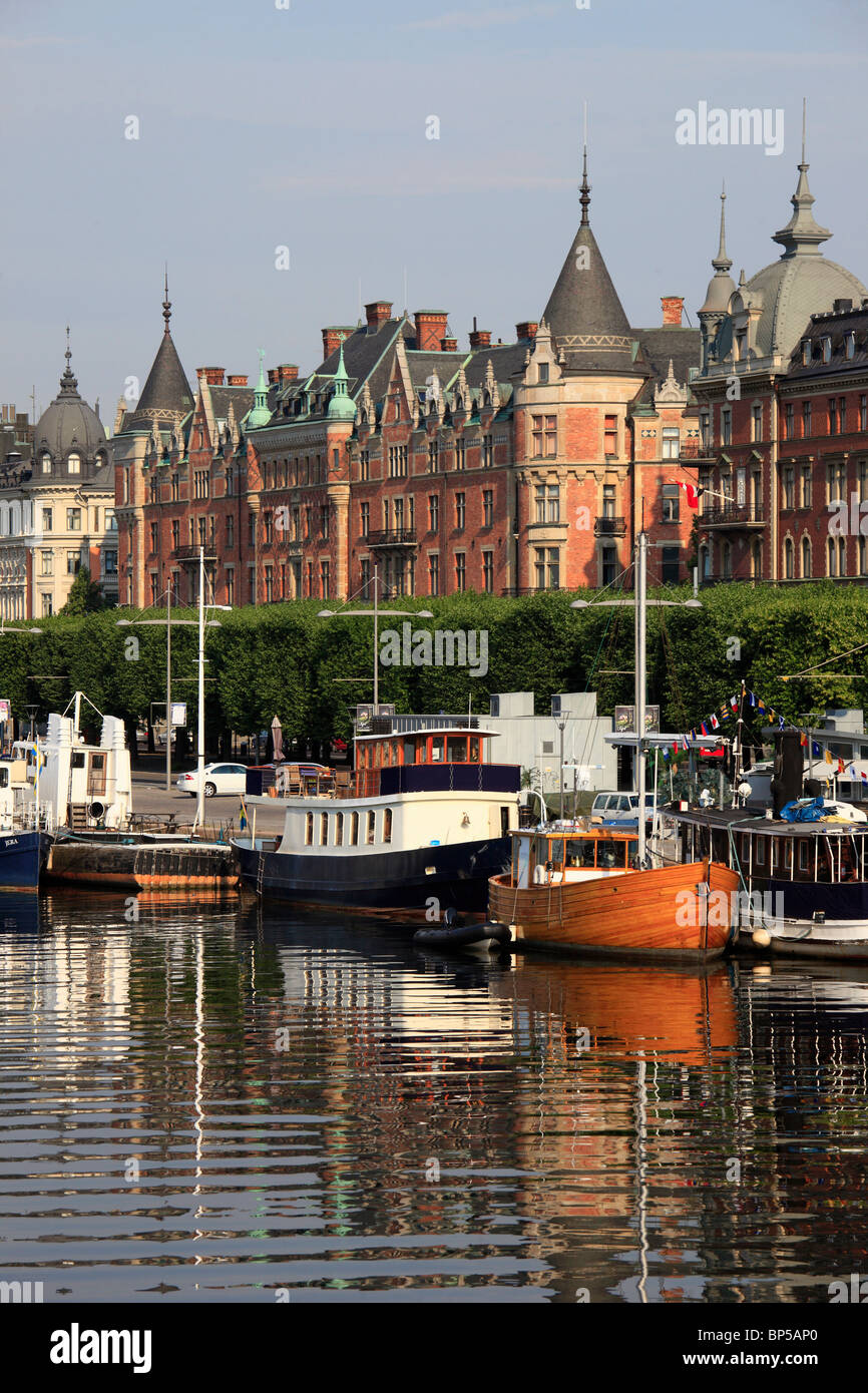 Sweden, Stockholm, Strandvägen street, harbour, boats Stock Photo - Alamy