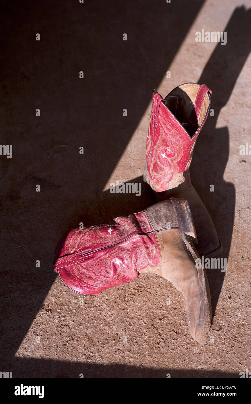 Cowboy Boots with Red Tops Stock Photo - Alamy