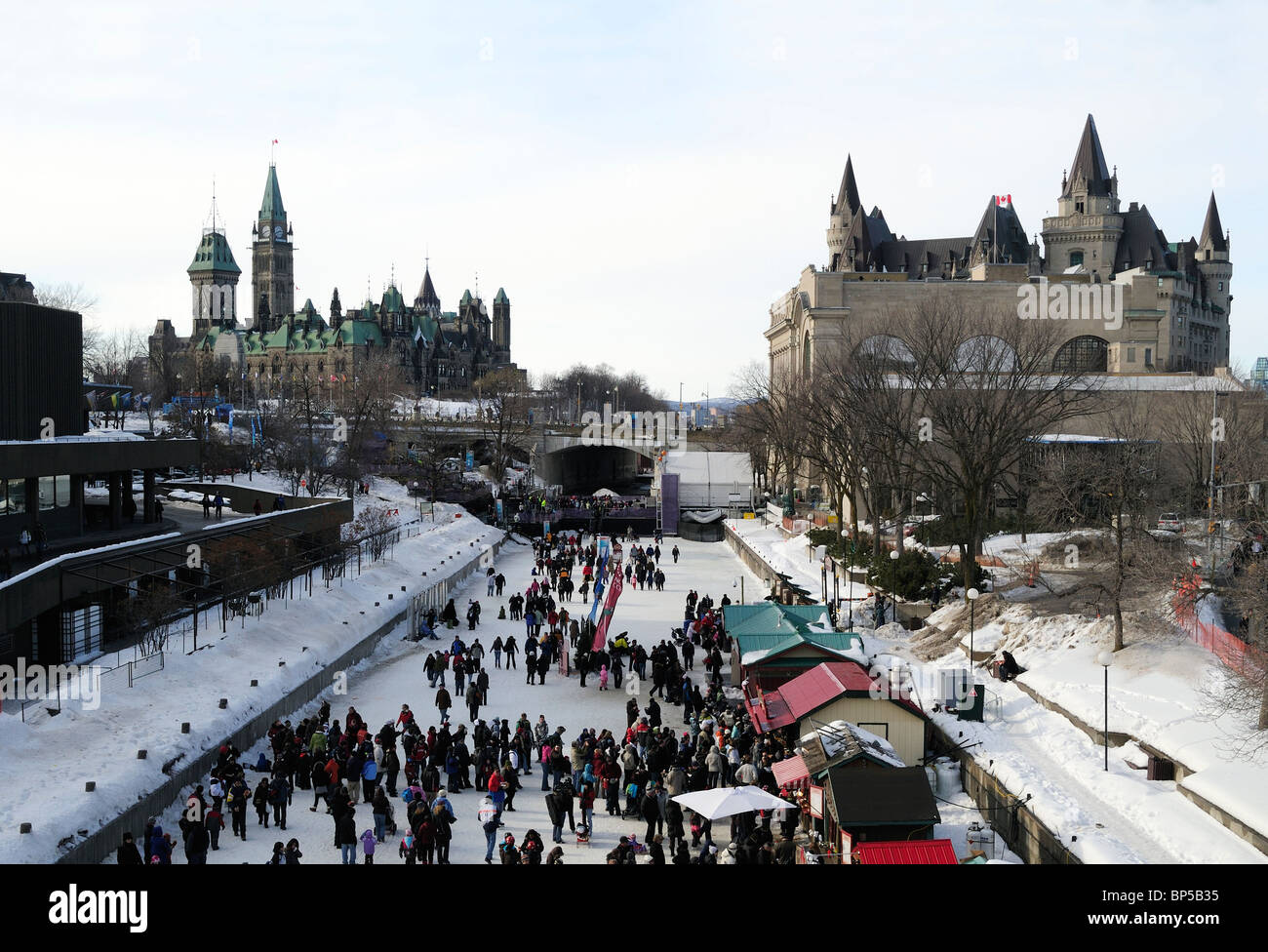 People Enjoying Ice Skating On The Rideau Canal Ottawa, During ...