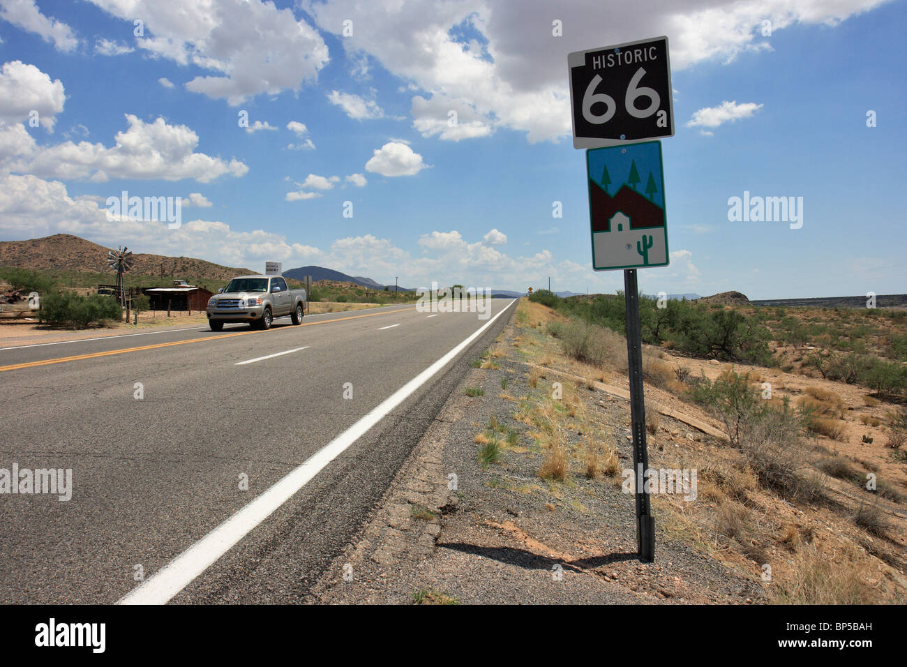 Road sign Historic Route 66, Hackberry, USA Stock Photo - Alamy