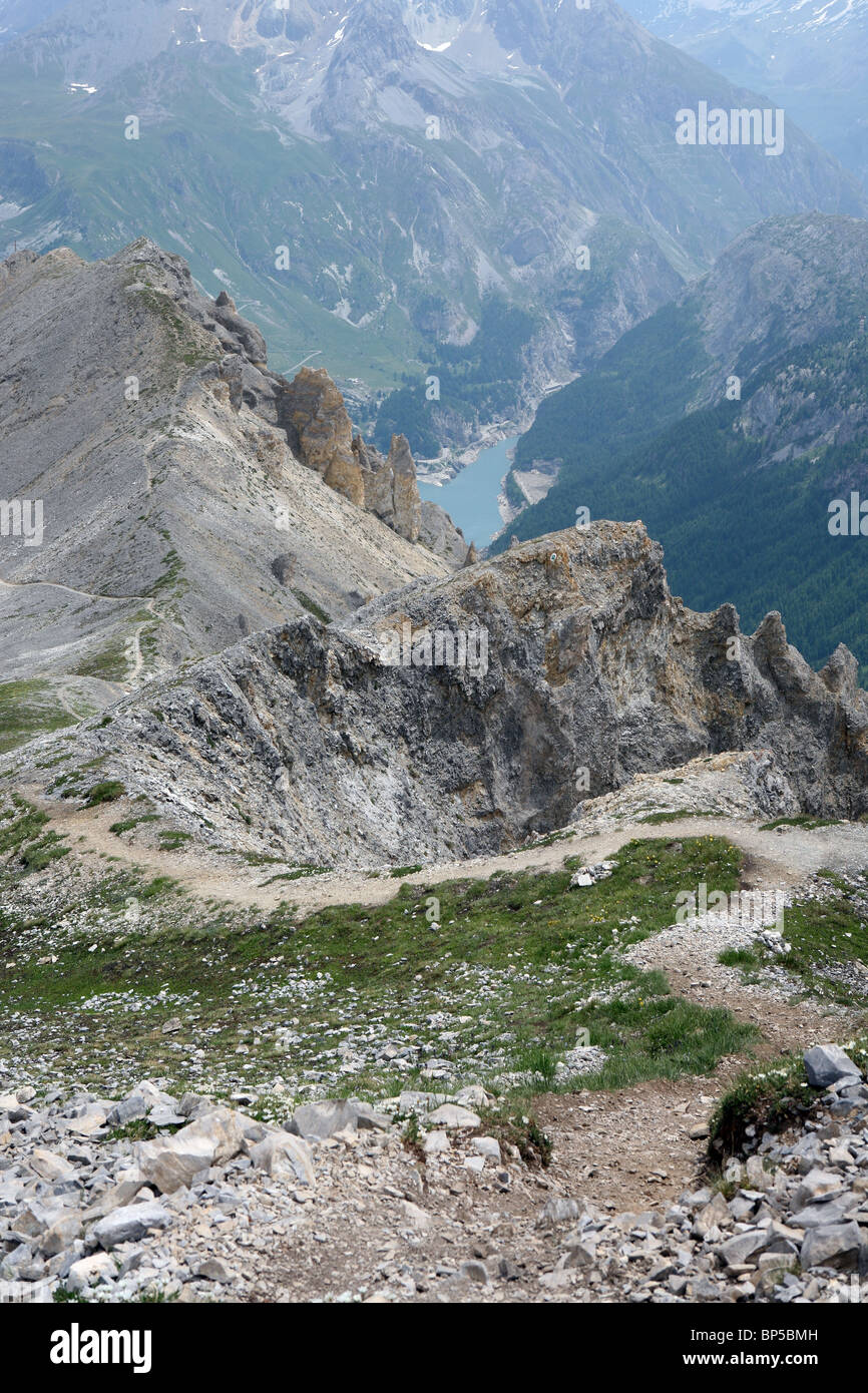 Eye of the needle or Aguille Percee area near Tignes Val d'Isere in the ...
