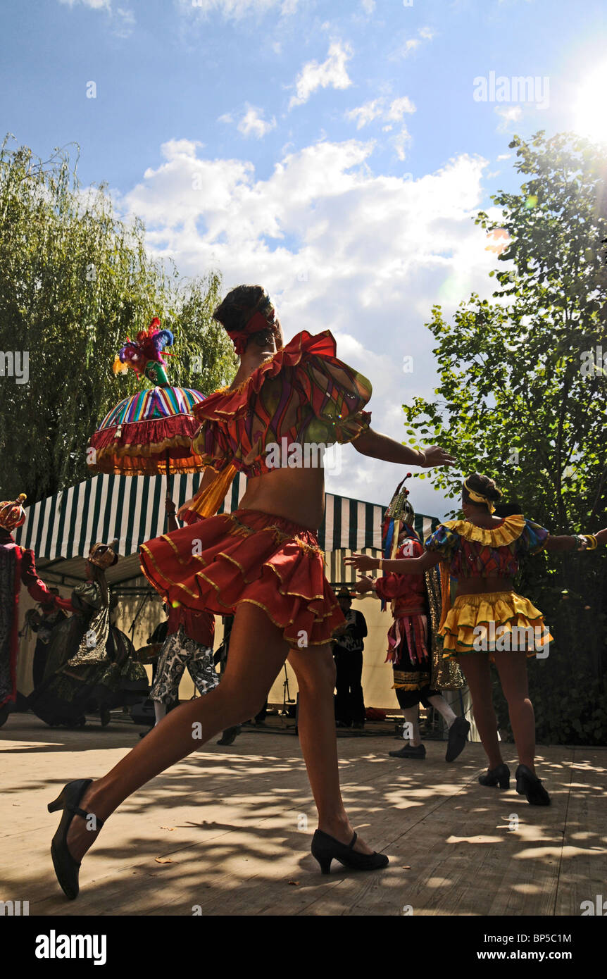 A female Brazilian dancer on stage dancing in the sun at the 53rd ...