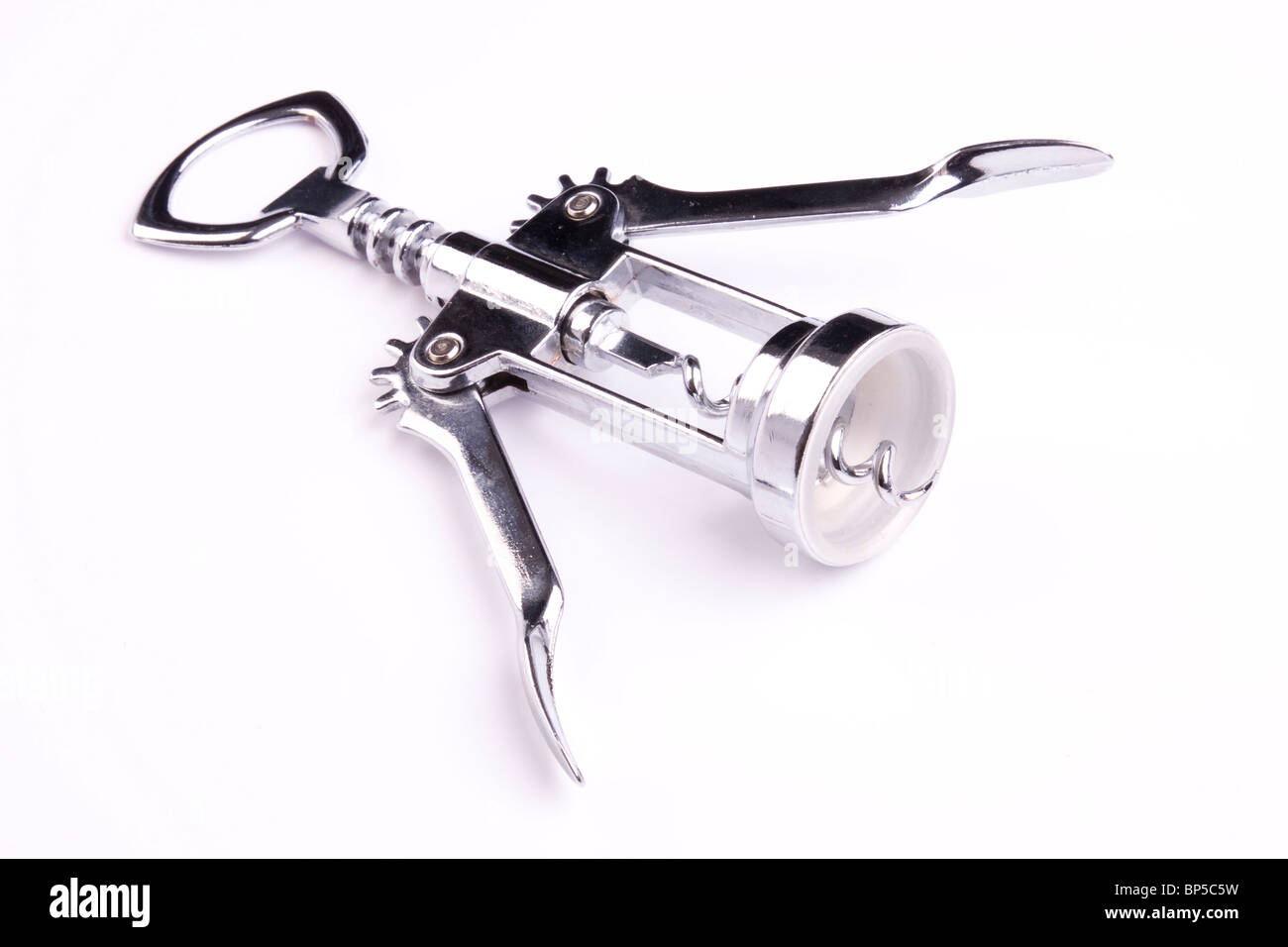 Closeup photo of a corkscrew. Isolated on white Stock Photo - Alamy