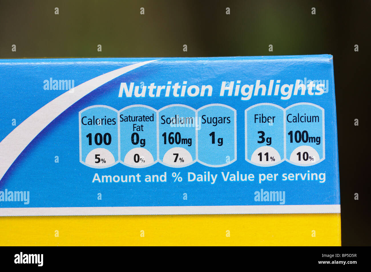 Nutrition information on food package Stock Photo - Alamy