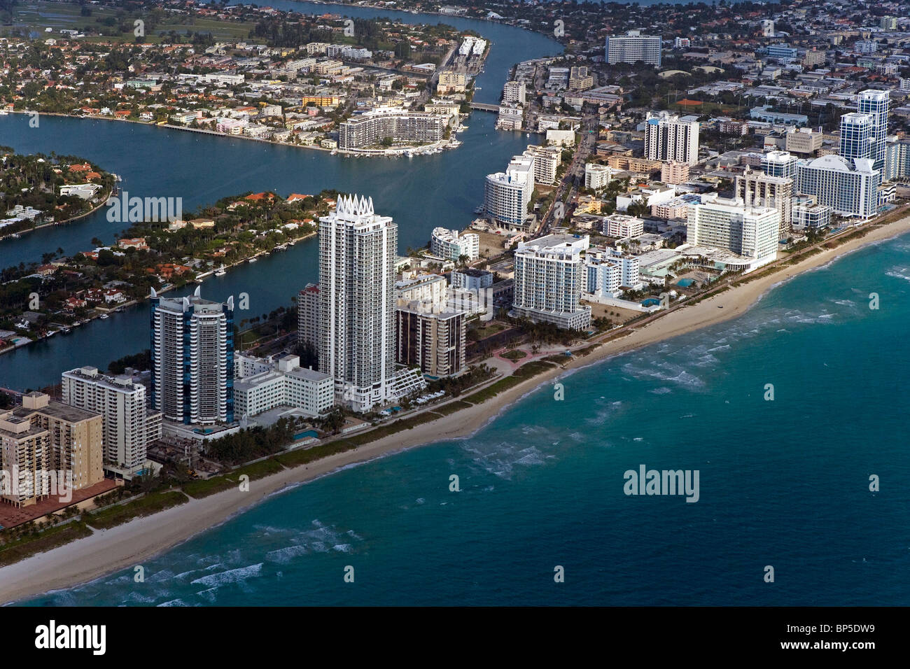 aerial view above Miami Beach Florida Stock Photo - Alamy