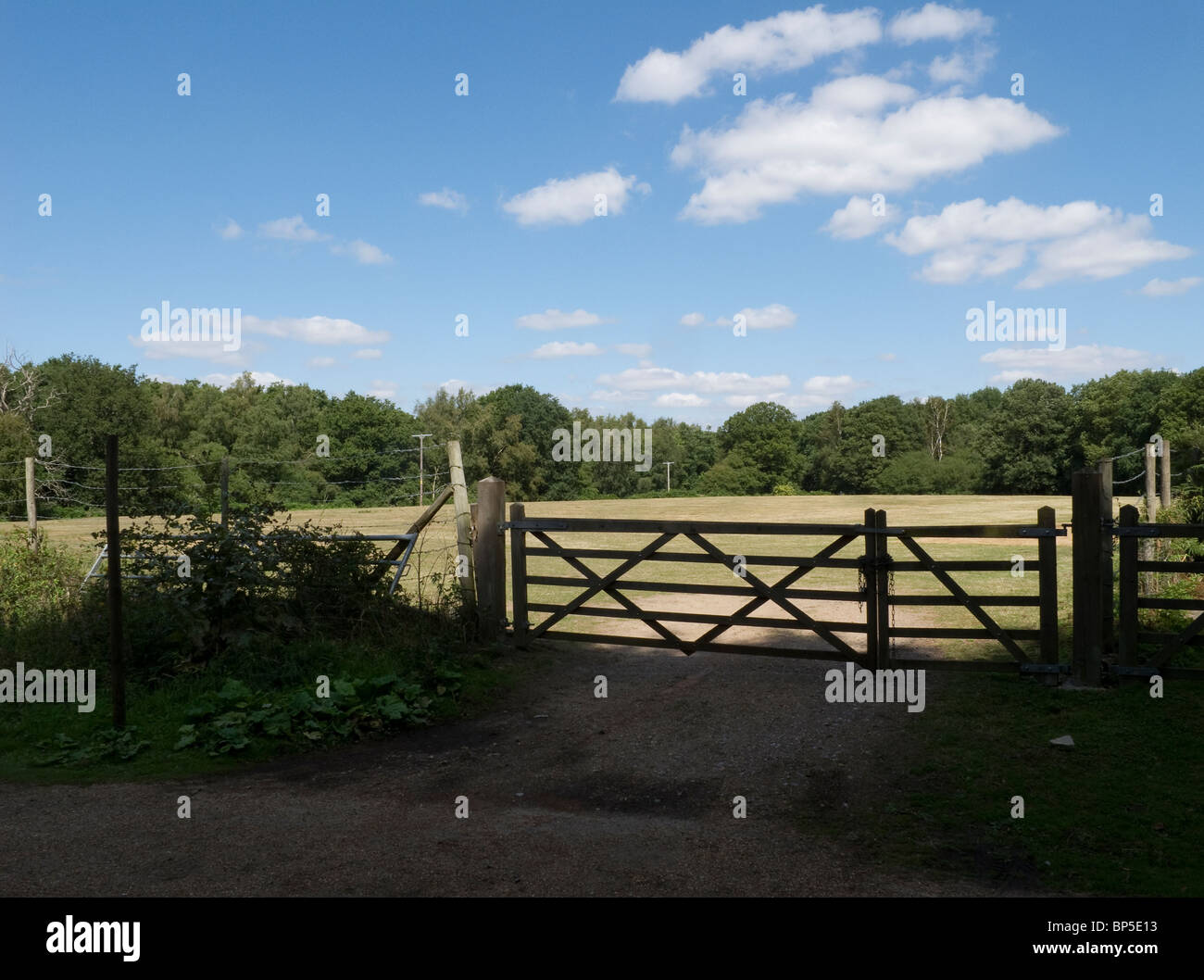 Field with Gate-1 Stock Photo - Alamy