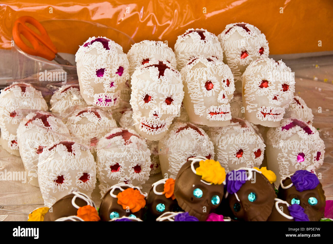 Mexico Day of the Dead candy skulls Stock Photo - Alamy