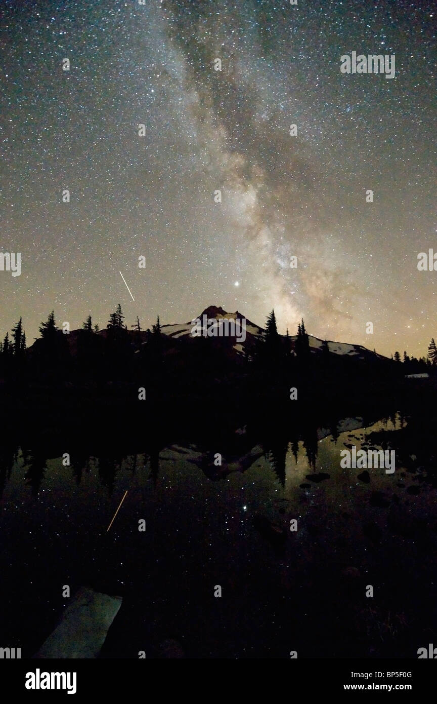 Oregon, United States Of America; Milky Way Over Mt. Jefferson Stock ...