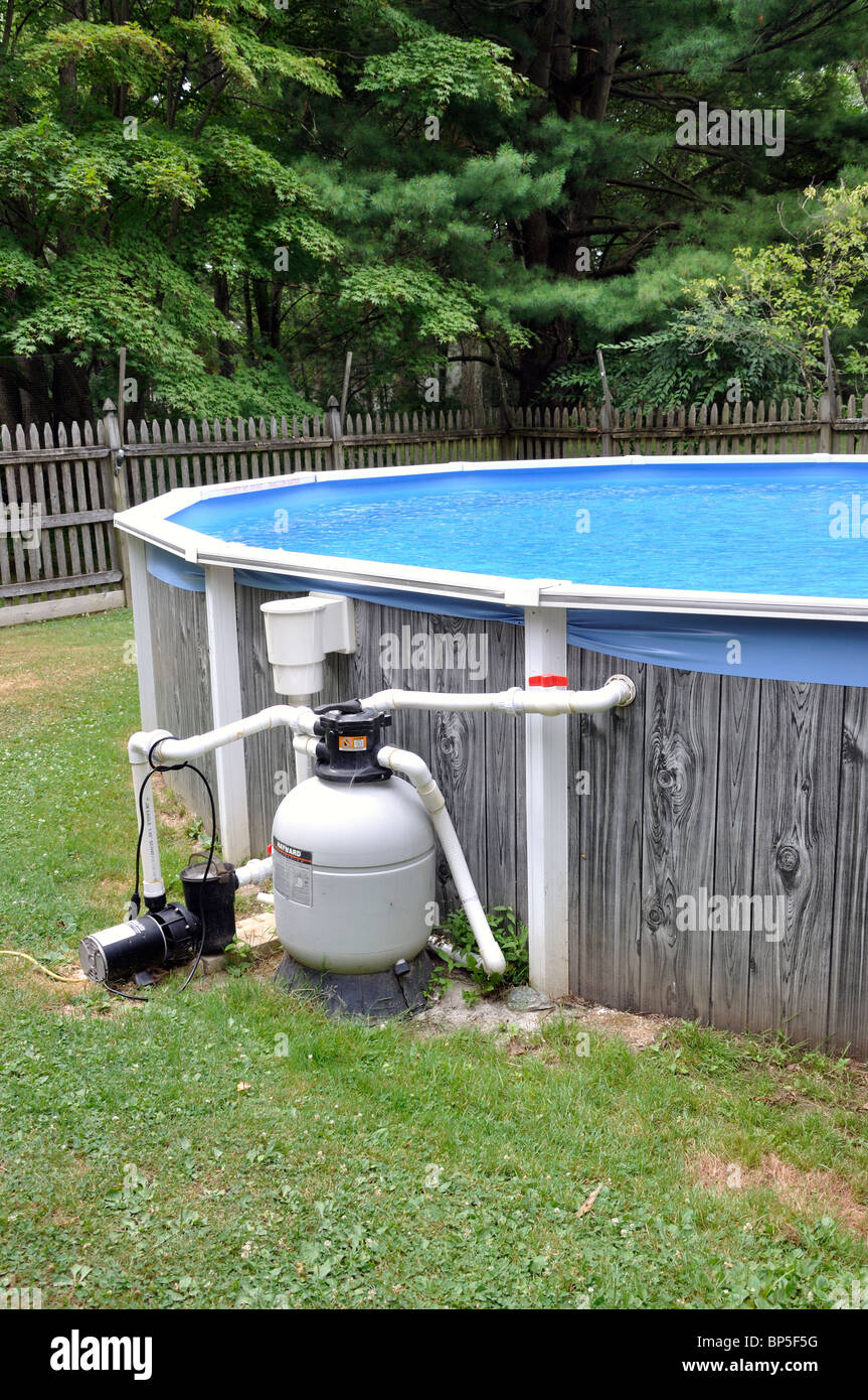Round swimming pool and filter Stock Photo - Alamy