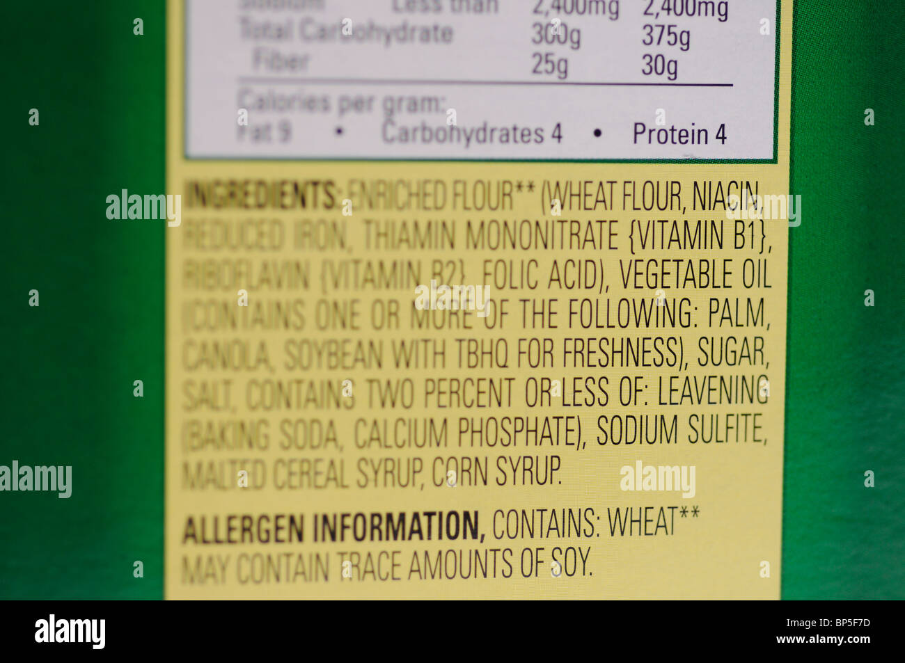 Ingredients list on food package hi-res stock photography and images ...