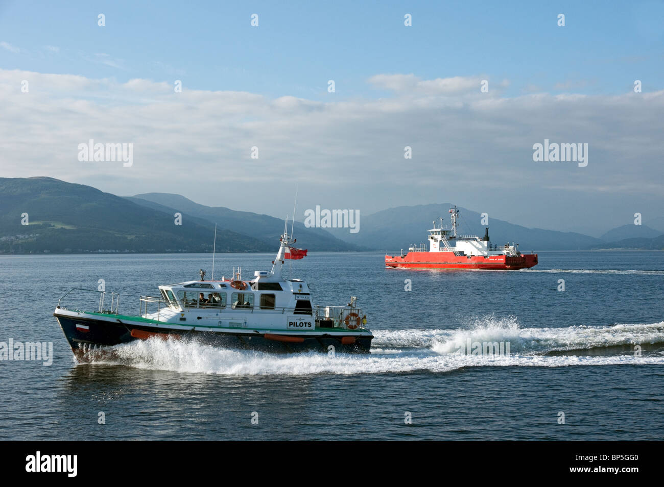 Clyde Port pilots ship Toward outside Gourock on the Firth of Clyde ...