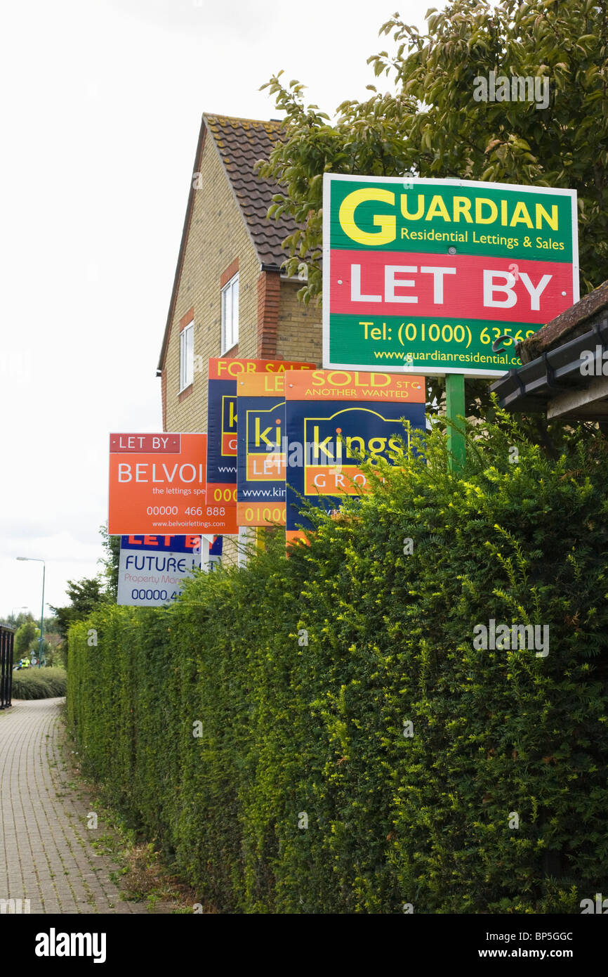a group of Estate Agent Signs Stock Photo - Alamy