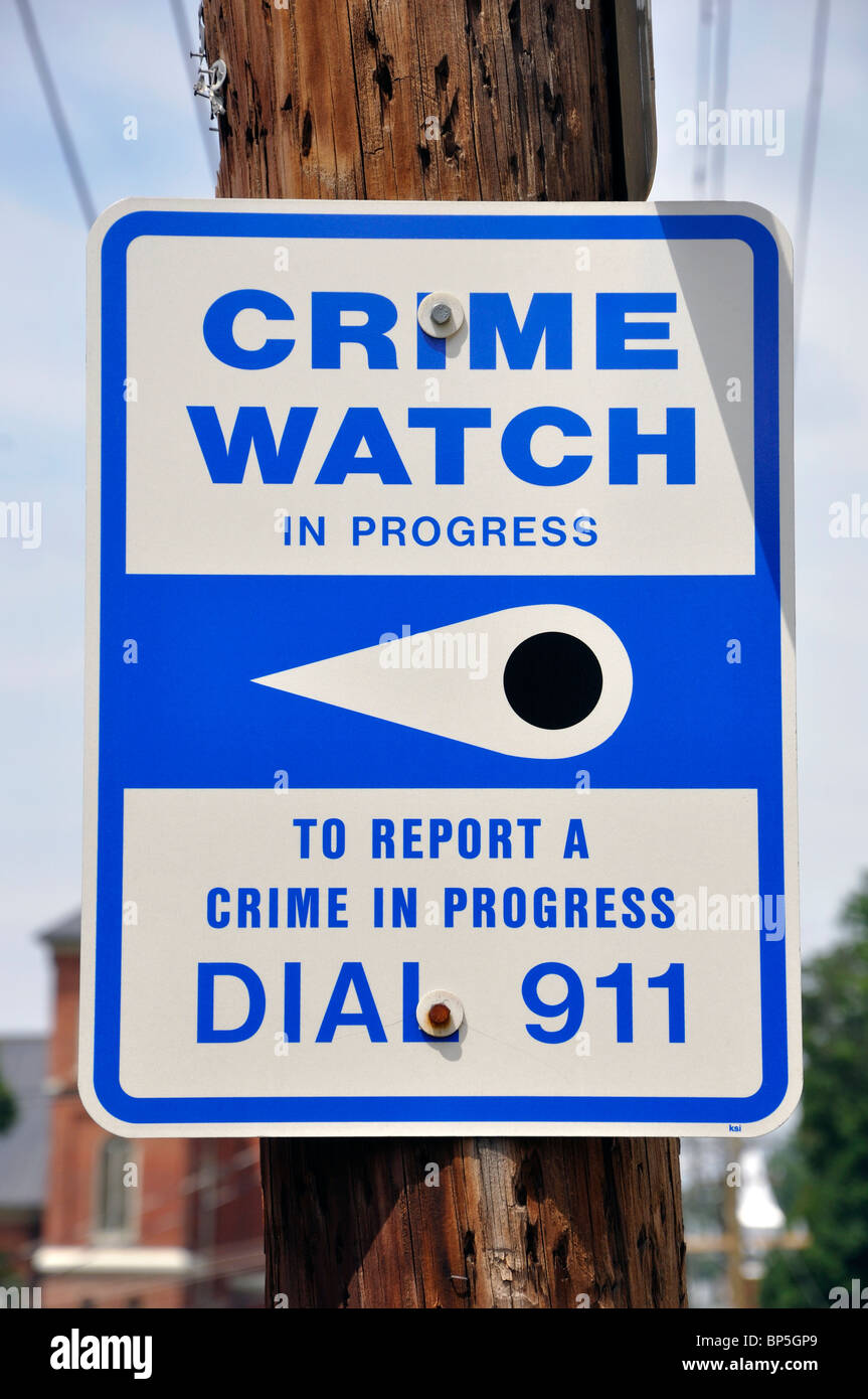 Neighborhood crime watch sign, USA Stock Photo - Alamy