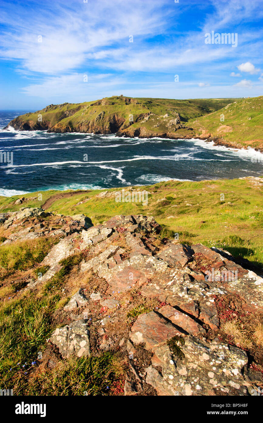 Cape Cornwall in the late afternoon summer sun with Porth Ledden and ...