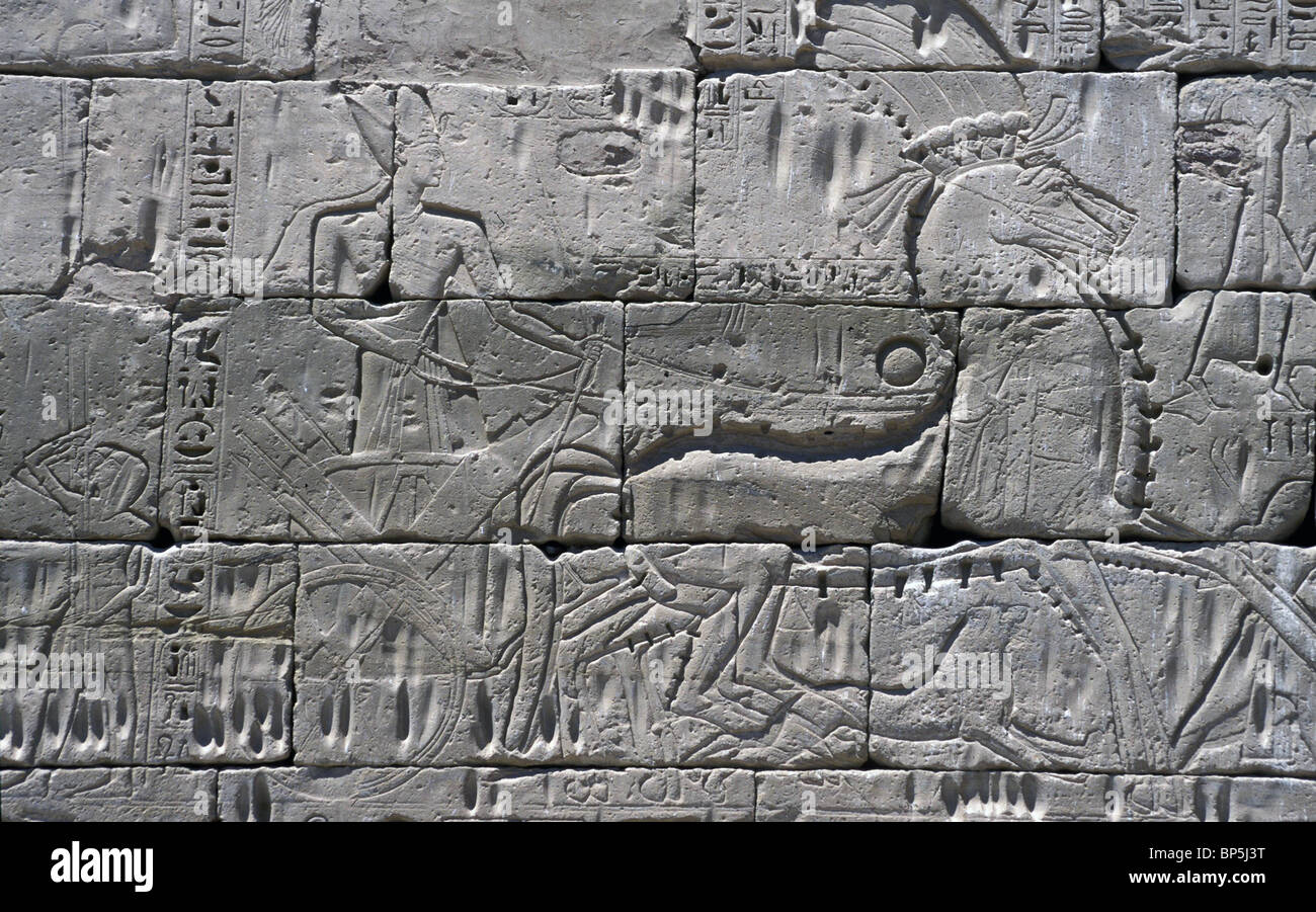 RAMSES III. IN HIS WAR CHARRIOT ON VICRORY PARADE. RELIEF IN THE GREAT ...