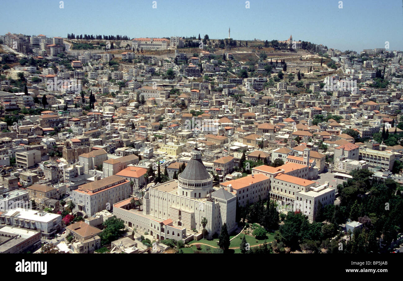 3697. AERIAL VIEW OF THE CITY OF NAZARETH WITH THE CHURCH OF ...