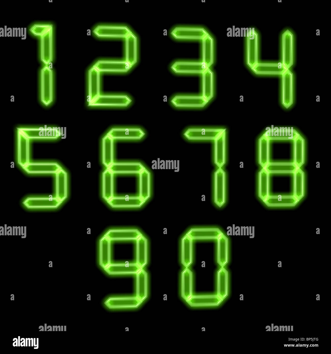 Green electronic numbers Stock Photo - Alamy