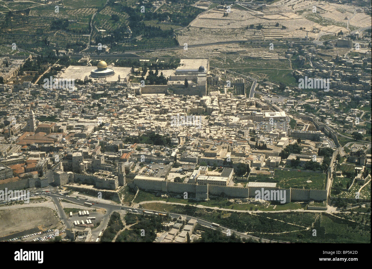 JERUSALEM AERIAL VIEW OF THE OLD CITY FROM THE WEST. THE JAFO GATE ...