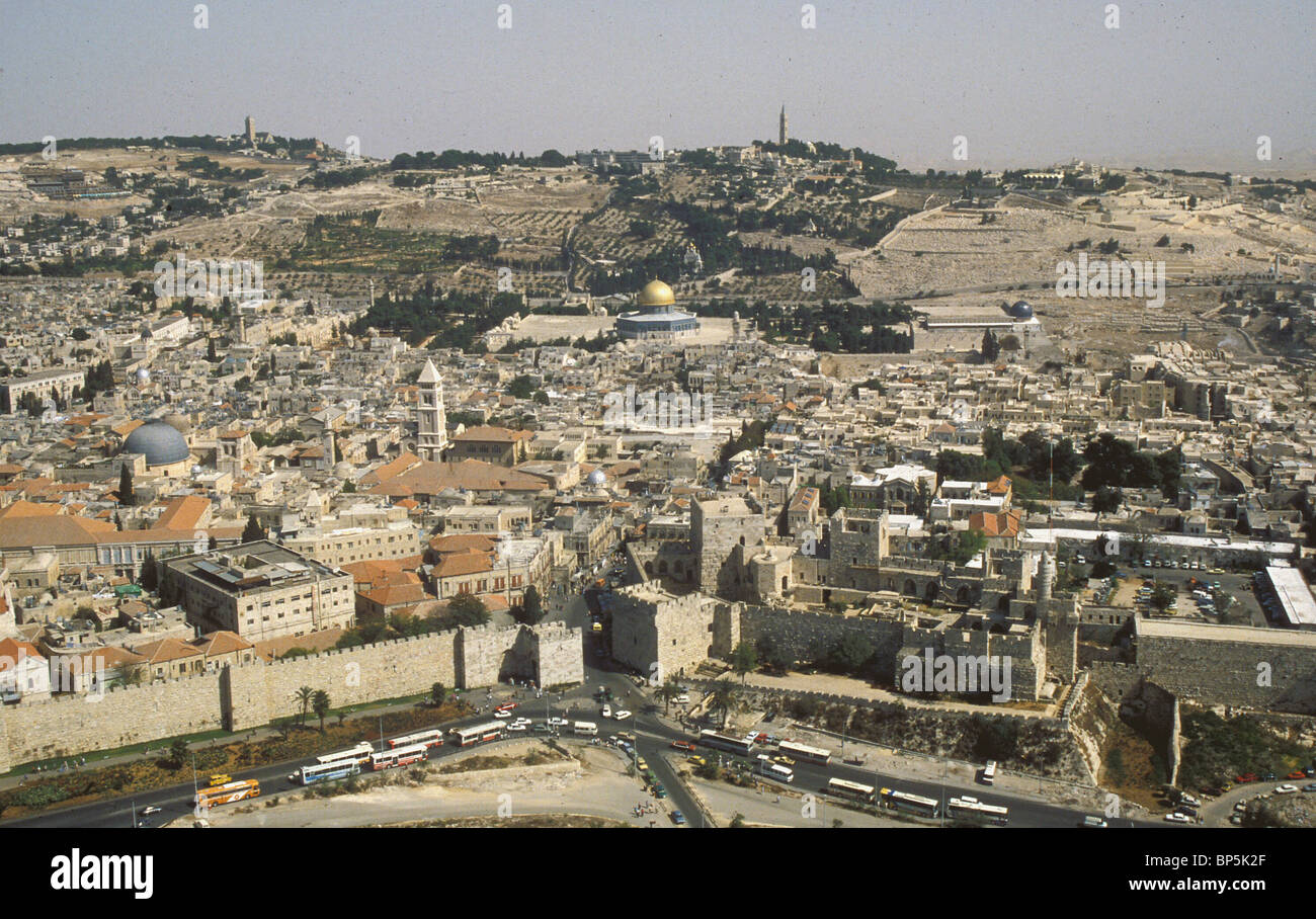 JERUSALEM AERIAL VIEW OF THE OLD CITY FROM THE WEST. THE JAFO GATE ...