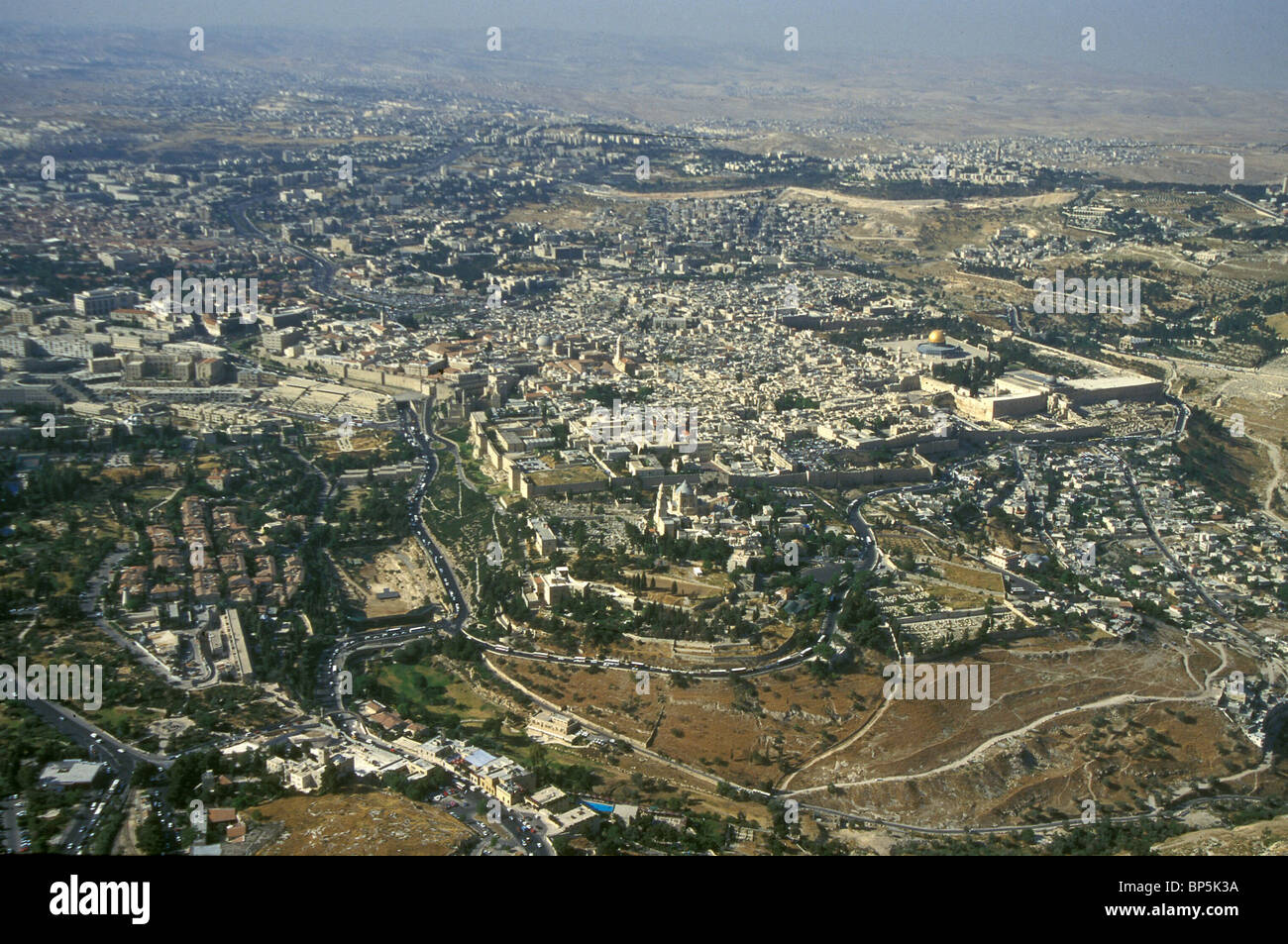 4534. JERUSALEM, AERIAL VIEW SHOWING THE OLD CITY SURROUNDED BY THE ...