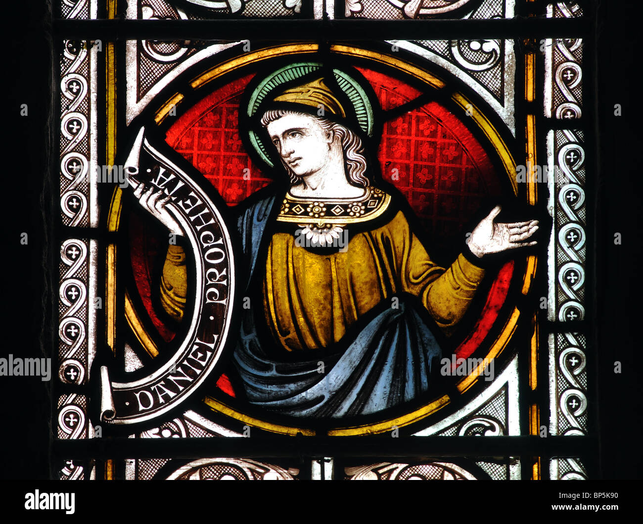 The prophet Daniel stained glass, St. Mary`s Church, Kirtlington ...