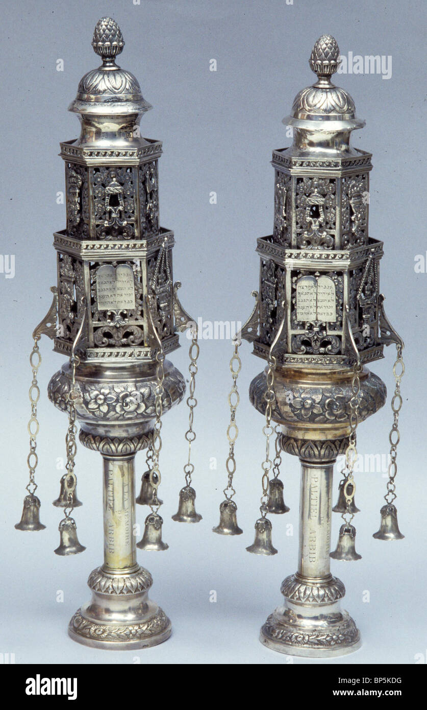 TORAH FINIALS RIMONIM PLACED AS DECORATION ON THE END OF THE WOODEN ...