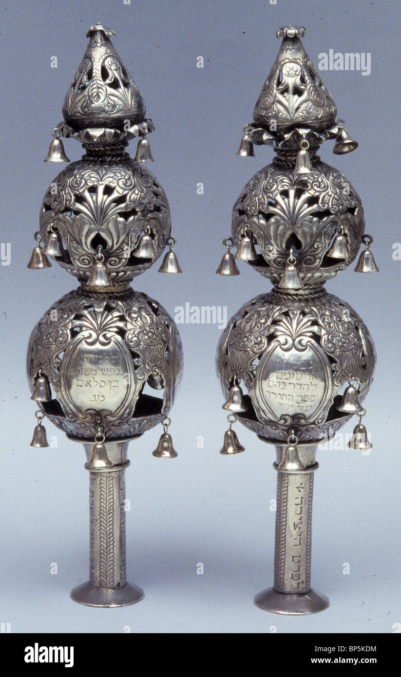 TORAH FINIALS RIMONIM PLACED AS DECORATION ON THE END OF THE WOODEN ...