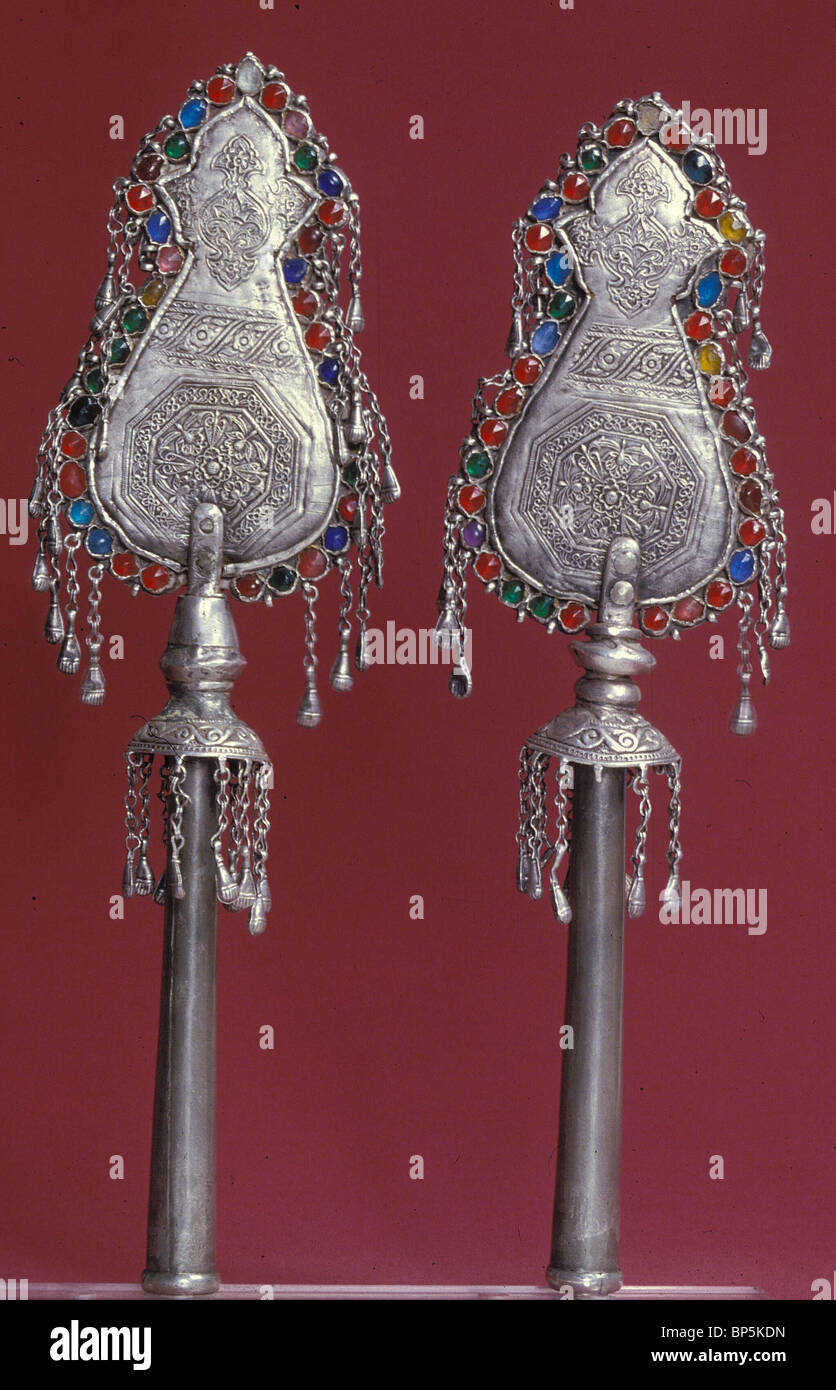 TORAH FINIALS RIMONIM PLACED AS DECORATION ON THE END OF THE WOODEN ...