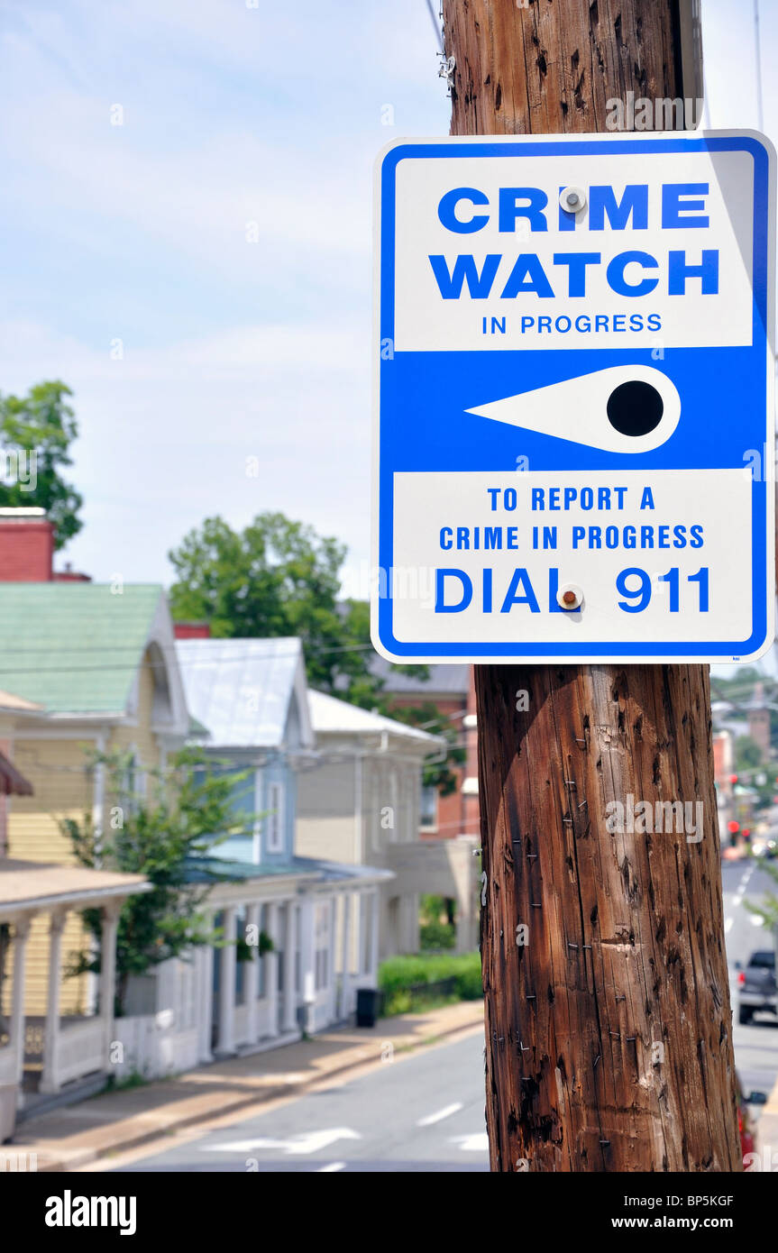 Neighborhood crime watch sign, USA Stock Photo - Alamy
