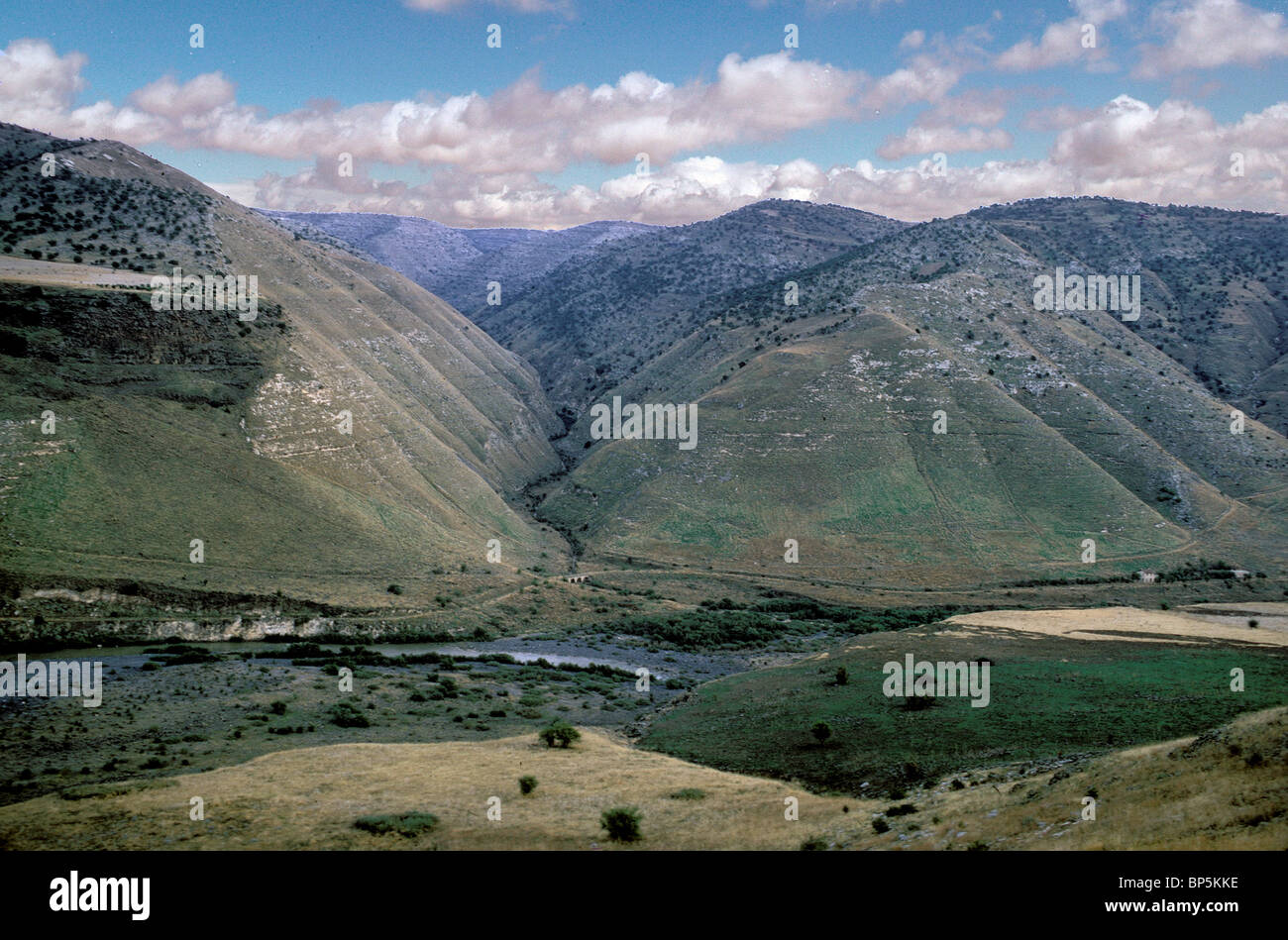 5303. Yarmuk river and the mountains of Bashan in today's Syria Stock ...