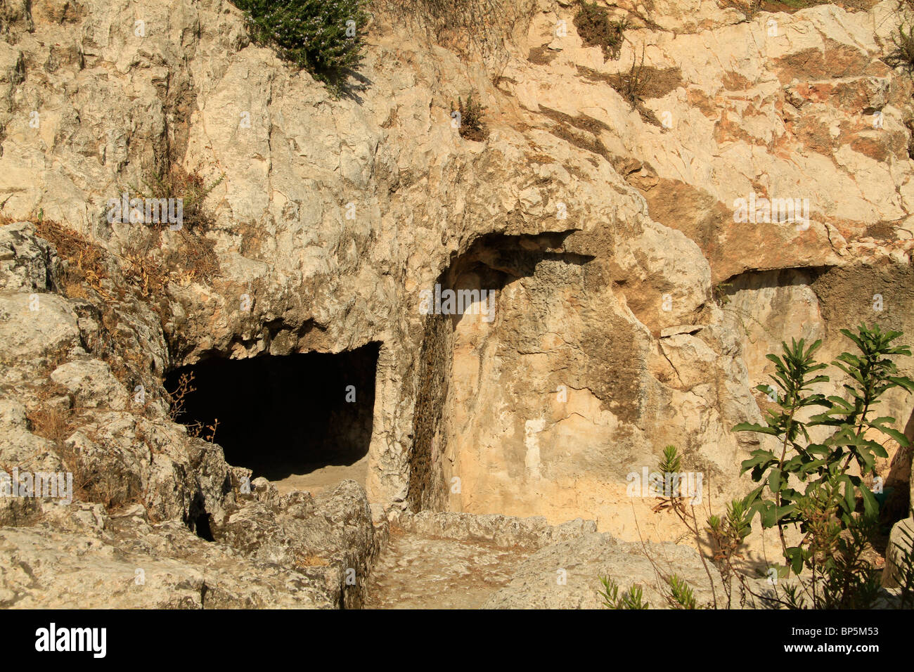 Israel, Jerusalem, rock-hewn burial caves dating from the end of the ...