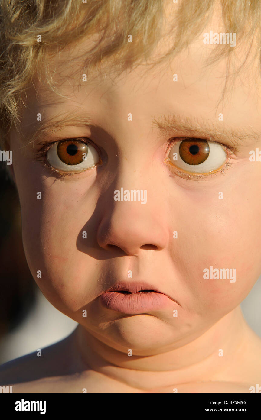 An ultra-realistic rendition of a child face exhibited during the ...