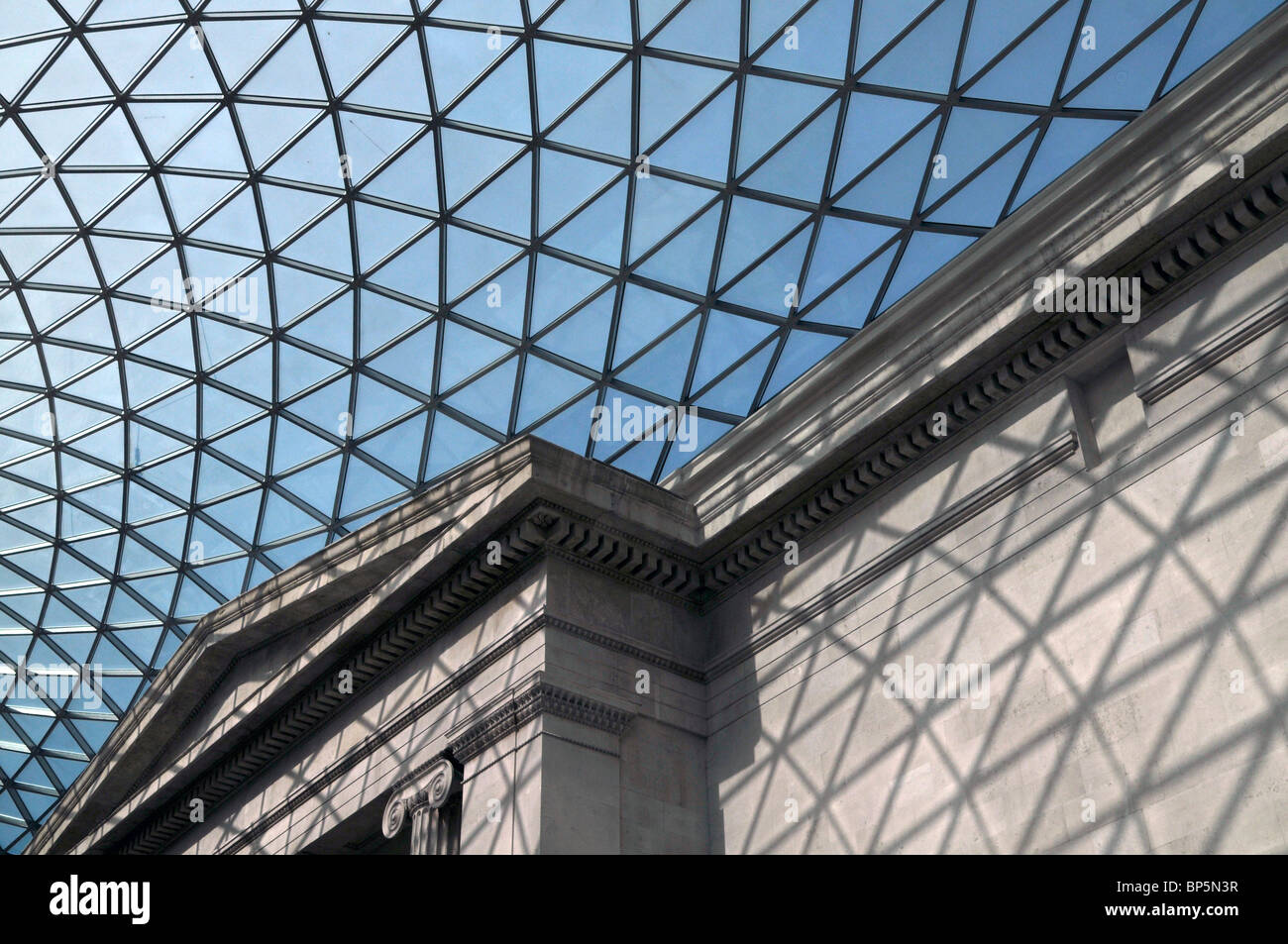 UK The glass roof at the atrium of the British Museum, London Stock ...