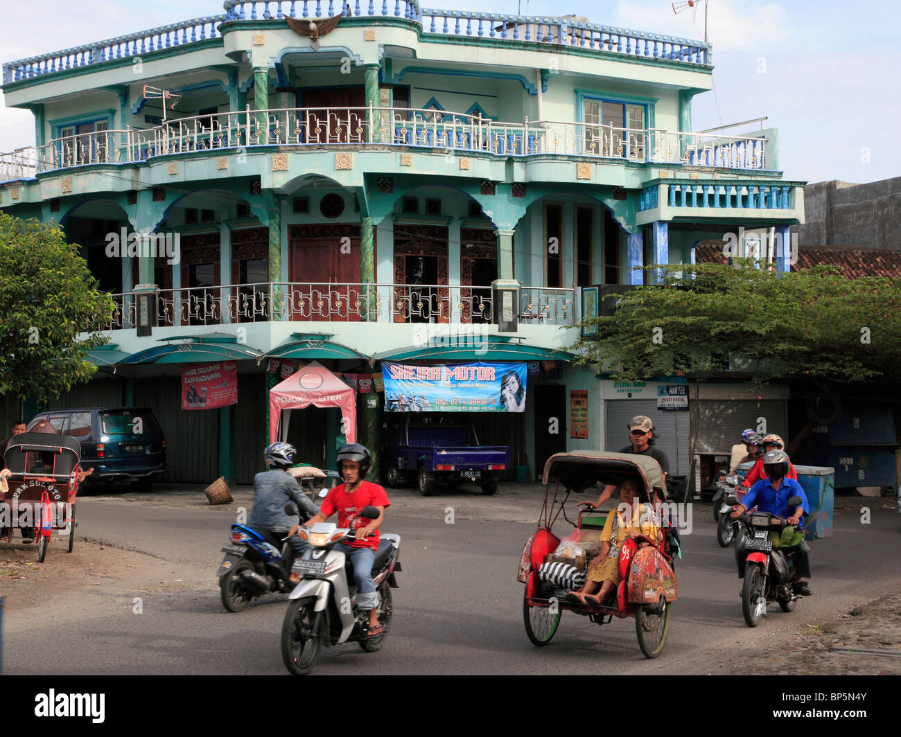 Indonesia, Java, Solo, street scene, traffic, people Stock Photo - Alamy