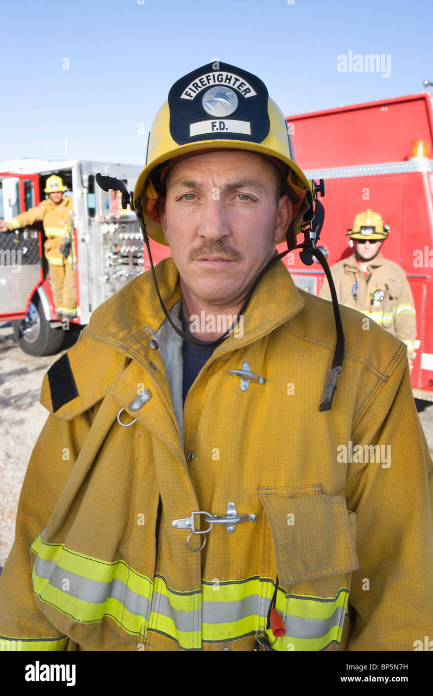 Fire fighter talking hi-res stock photography and images - Alamy