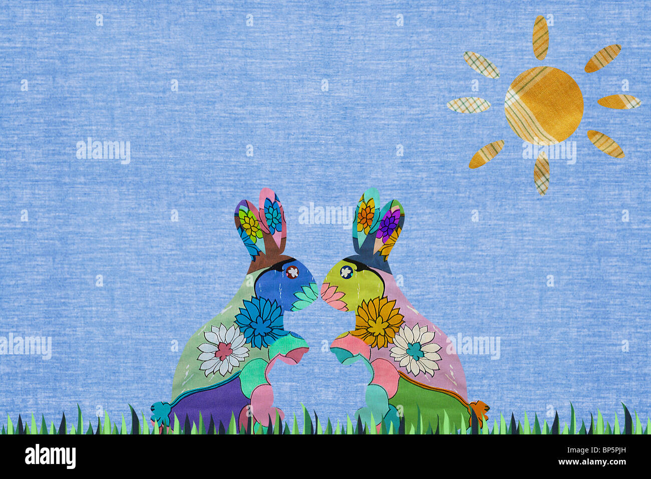 Two rabbits with sun shining Stock Photo - Alamy