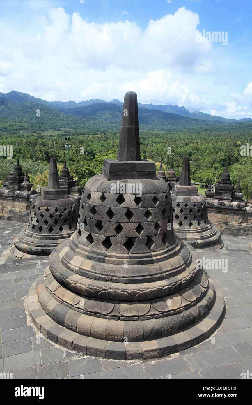 Stupas at borobudur Stock Photo - Alamy