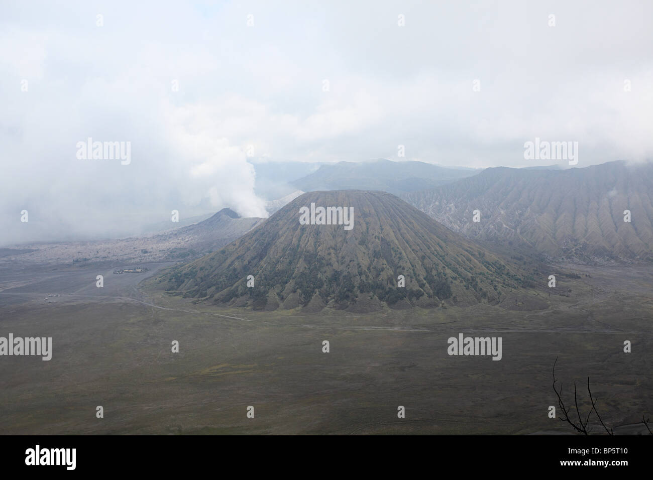 Mount bromo volcano and extinct volcano, java Stock Photo - Alamy